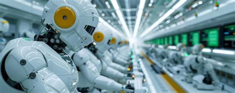 Robotic Arms Working On An Assembly Line In A Futuristic Hightech Factory Premium Ai Generated