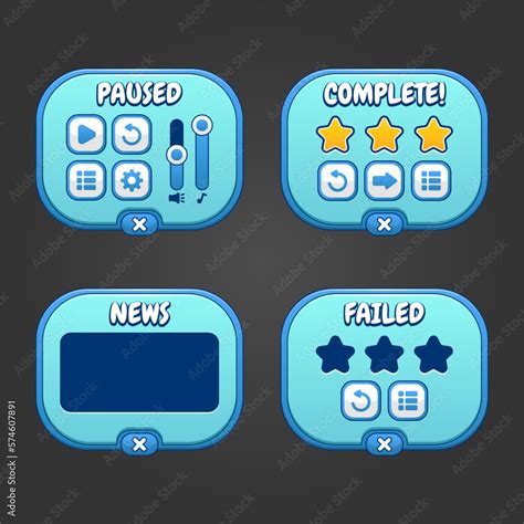 Complete Blue Menu Of Graphical User Interface GUI Stock Vector Adobe Stock