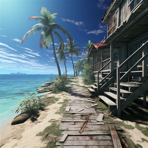 Premium Photo Clear Beachfront For A Background In A Crash Bandicoot Game