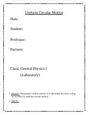 Determining Force In Uniform Circular Motion Physics Lab Course Hero