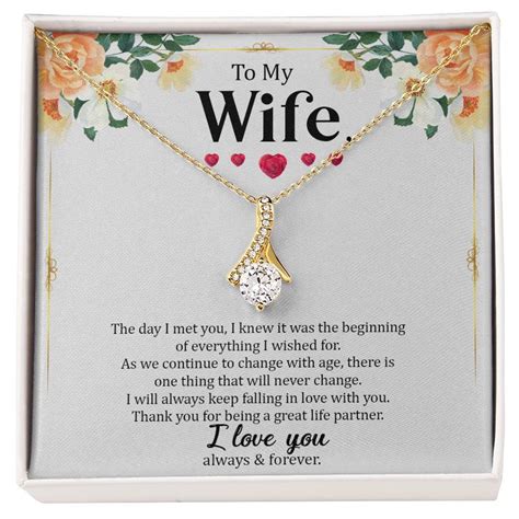 To My Wife Always And Forever Alluring Beauty Necklace 14k White Gold