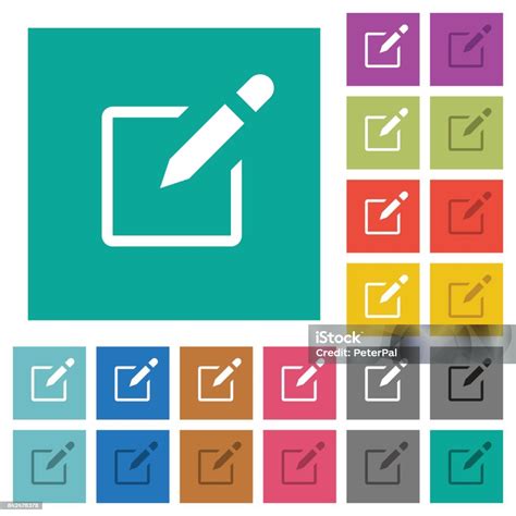 editbox with pencil square flat multi colored icons stock illustration