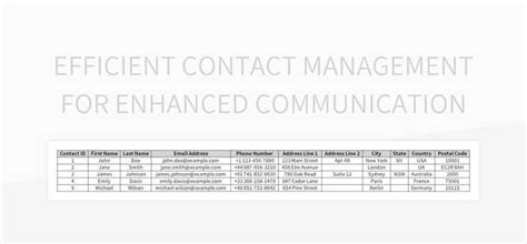 Improving Communication Through Effective Contact Management Excel Template Free Download