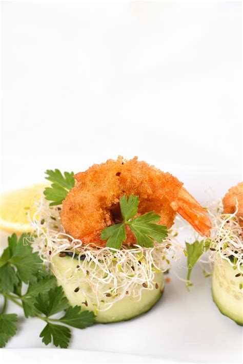 Cucumber And Shrimp Appetizer Stock Image Image Of Fish Closeup 329034475