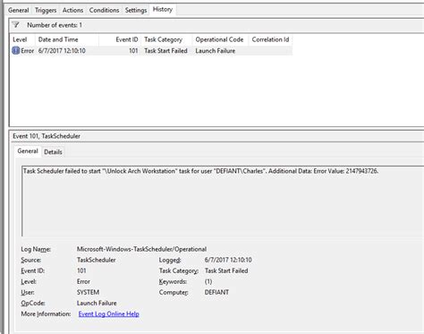 windows 10 scheduled tasks with workstation lock unlock not being
