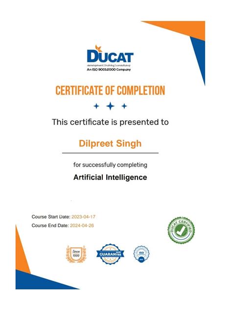 dilpreet singh on linkedin ducat ai certificate