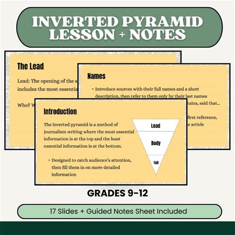 Inverted Pyramid Lesson And Notes By The High School Writing Room
