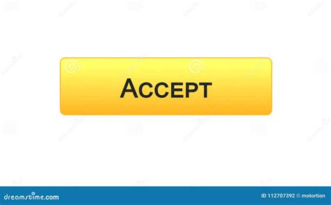 Accept Web Interface Button Orange Color Internet Site Design Online Service Stock