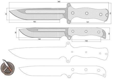 Tactical Combat Knife Digital Template Military Style Knife Design Dxf