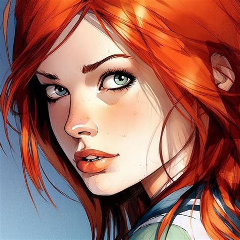 Premium Photo Vibrant Redhead Stunning Female Illustrations