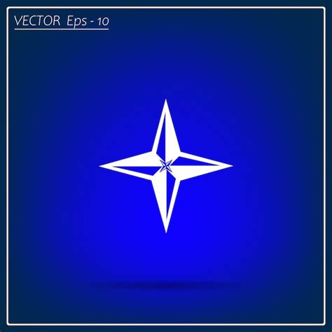 바람 장미 아이콘 나침반 기호 평평한 그림 프리미엄 벡터