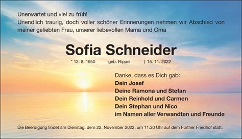 Traueranzeigen Von Sofia Schneider Trauernnde