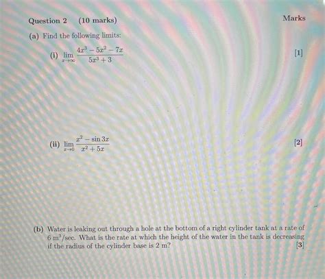 Solved Question 2 10 Marks Marks A Find The Following