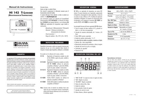 Hi 143 T Logger Hanna Instruments