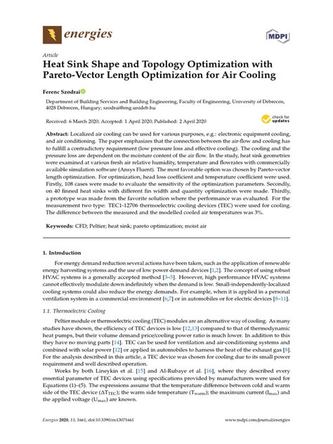 Heat Sink Shape And Topology Optimization With Pareto Vector Length