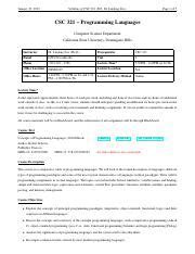 CSC 321 Programming Languages Comparative Study Course Hero