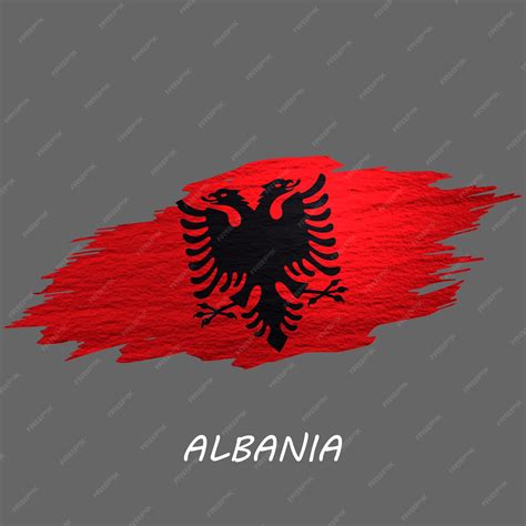 그런 지 스타일 알바니아 브러시 획 배경의 국기 프리미엄 벡터