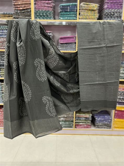 Natural Indigo Dabu Dye Soft Mulmul Saree Kirans Boutique
