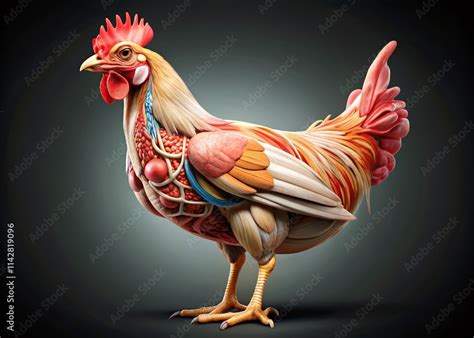 Panoramic Chicken Anatomy Detailed Avian Musculoskeletal System