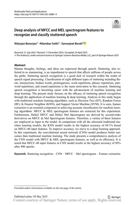 Deep Analysis Of Mfcc And Mel Spectrogram Features To Recognize And Classify Stuttered Speech
