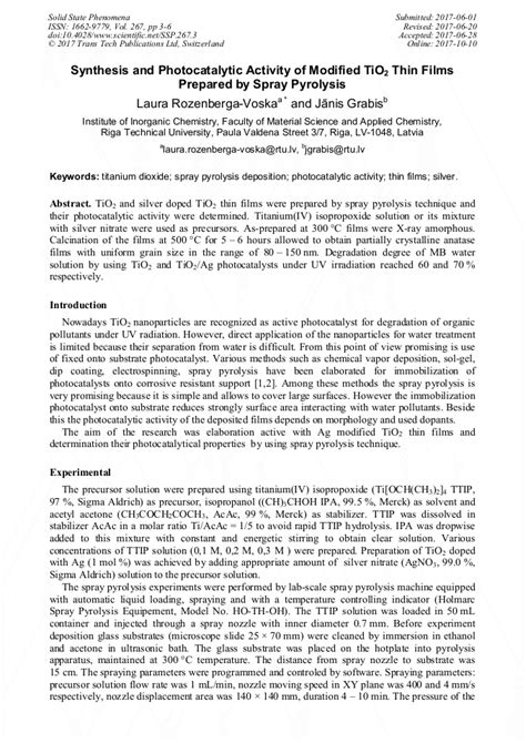 Synthesis And Photocatalytic Activity Of Modified Tio2 Thin Films Prepared By Spray Pyrolysis