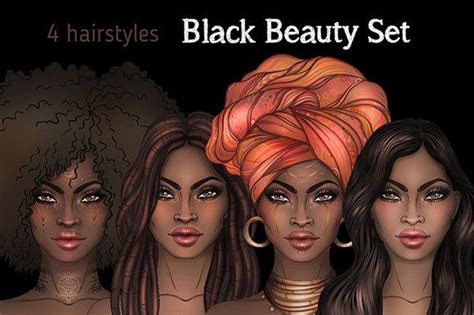 Black Beauty Vector Set Vol Black Beauties African Beauty Beauty