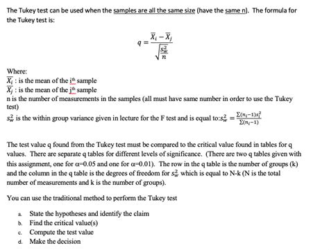 solved the tukey test can be used when the samples are all