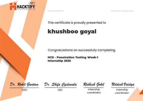 Cybersecurity Internship Hacktify Khushboo Goyal