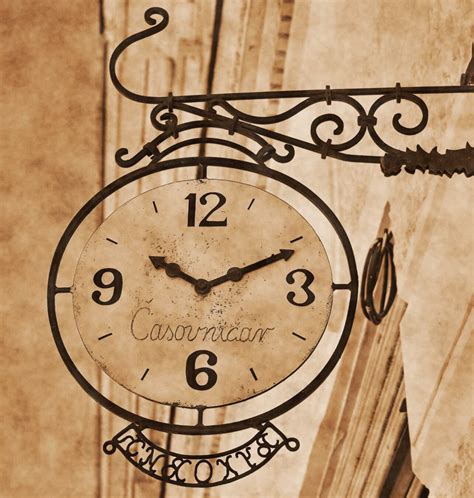 Free Picture Old Style Wall Analog Clock Hanging Street Cast Iron