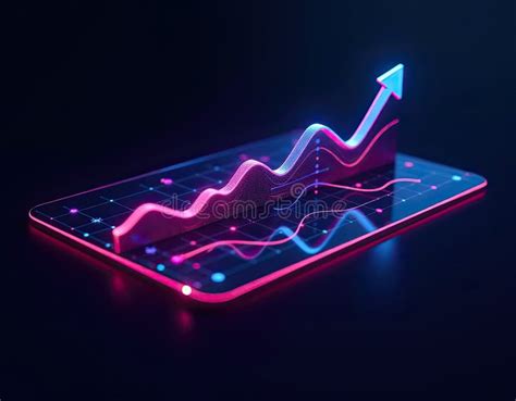 Neon Growth Chart On Tablet Digital Business Success Stock