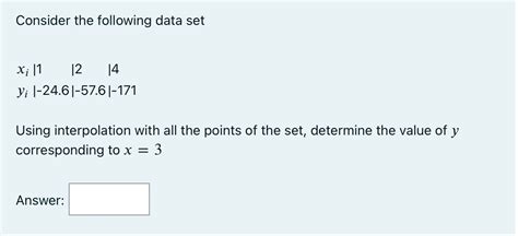 Solved Consider The Following Data Set Using Interpolation
