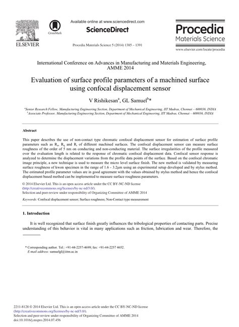 Pdf Evaluation Of Surface Profile Parameters Of A Machined Surface