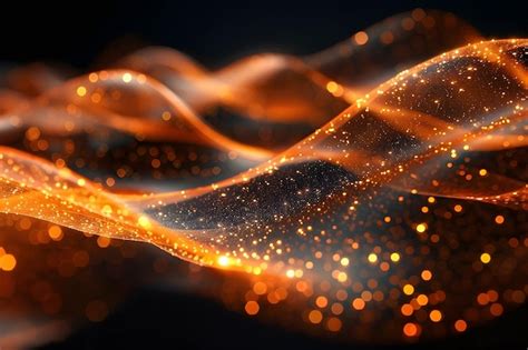 Vibrant Abstract Orange And Gold Particle Waves Background For Design Projects And Digital Art