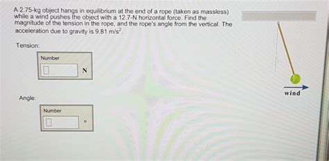 Solved A 2 75 Kg Object Hangs In Equilibrium At The End Of A