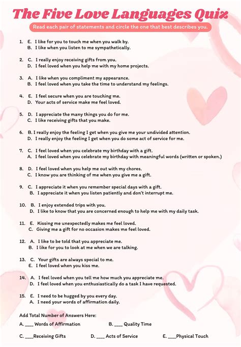 5 Love Languages Test Printable Uk Printable Hub