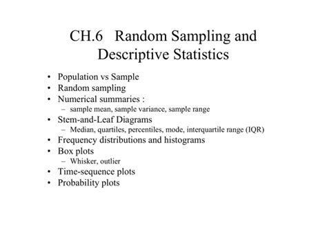 Random Sampling And Descriptive Statistics Presentation