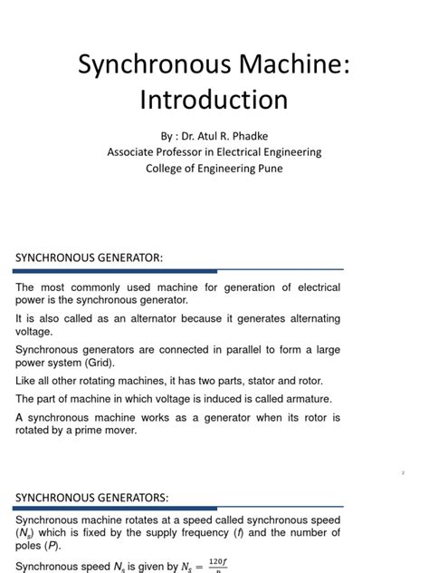 Synchronous Machine Introduction Instru Pdf Electric Generator Electric Motor