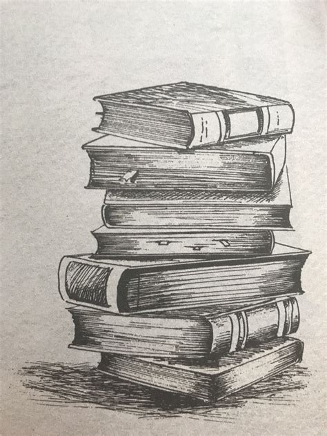 Stack Of Books Sketch Drawings Engrave Pile Of Old Vintage Artofit