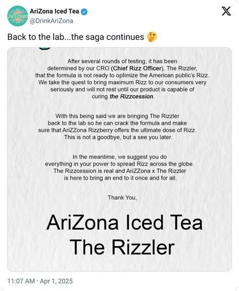 Arizona Iced Tea Trolls The Interent With The Rizzler Drink Flavor