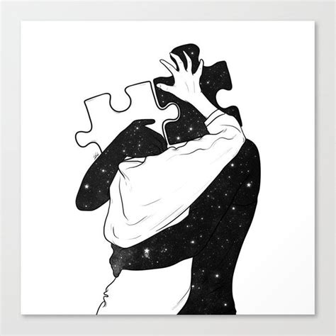 The Puzzle Love Canvas Print By Muhammed Salah Medium Line Art