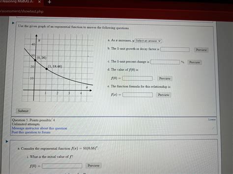 SOLVED Use The Given Graph Of An Exponential Function To Answer The Following Questions A As