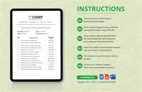 IT Data Encryption Compliance Checklist Template In Word PDF Google Docs Download Template Net