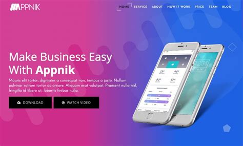Appnik Minimal Responsive App Landing HTML Template TechyDevs