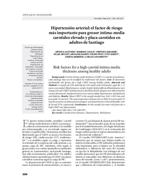 Pdf Hipertensión Arterial El Factor De Riesgo Más Importante Para