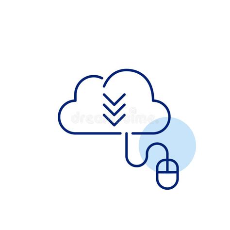 Cloud With Arrows Up And Computer Mouse Connected To It File Download Data Transfer To Online