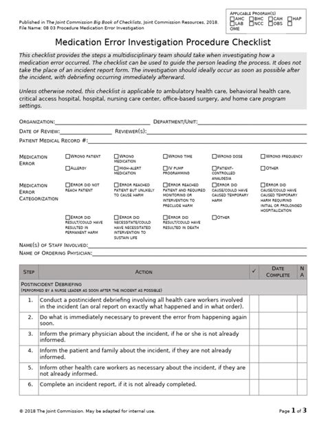 08 03 Procedure Medication Error Investigation Pdf Medical Error