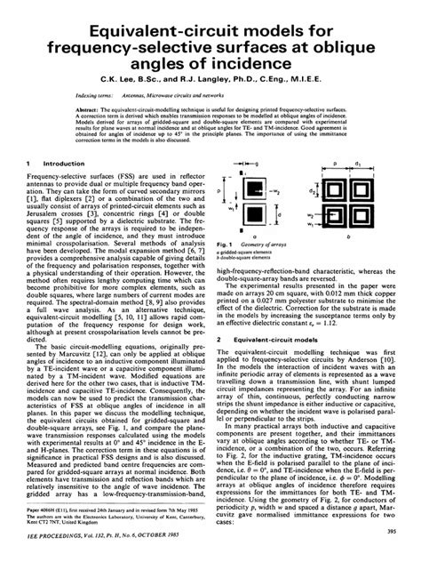 equivalent circuit models for pdf applied and interdisciplinary