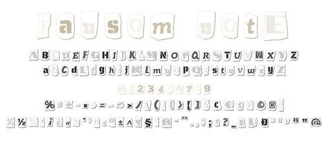 랜섬 하프톤 콜라주 스타일의 문자 숫자 및 구두점 신문과 잡지에서 잘라낸 문장 부호 빈티지 Abc 컬렉션 검정색과 흰색 알파벳