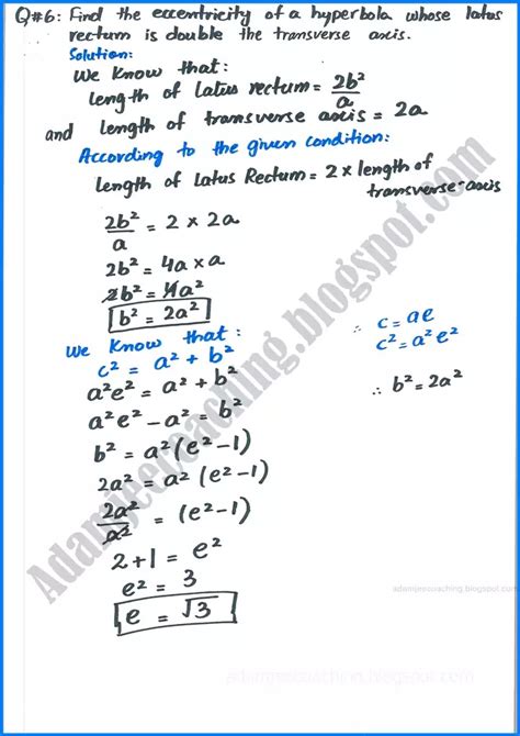 adamjee coaching parabola ellipse and hyperbola solved exercise 9 5