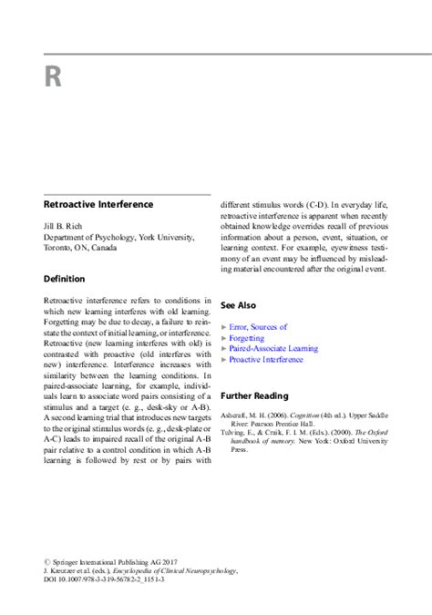 Pdf Retroactive Interference